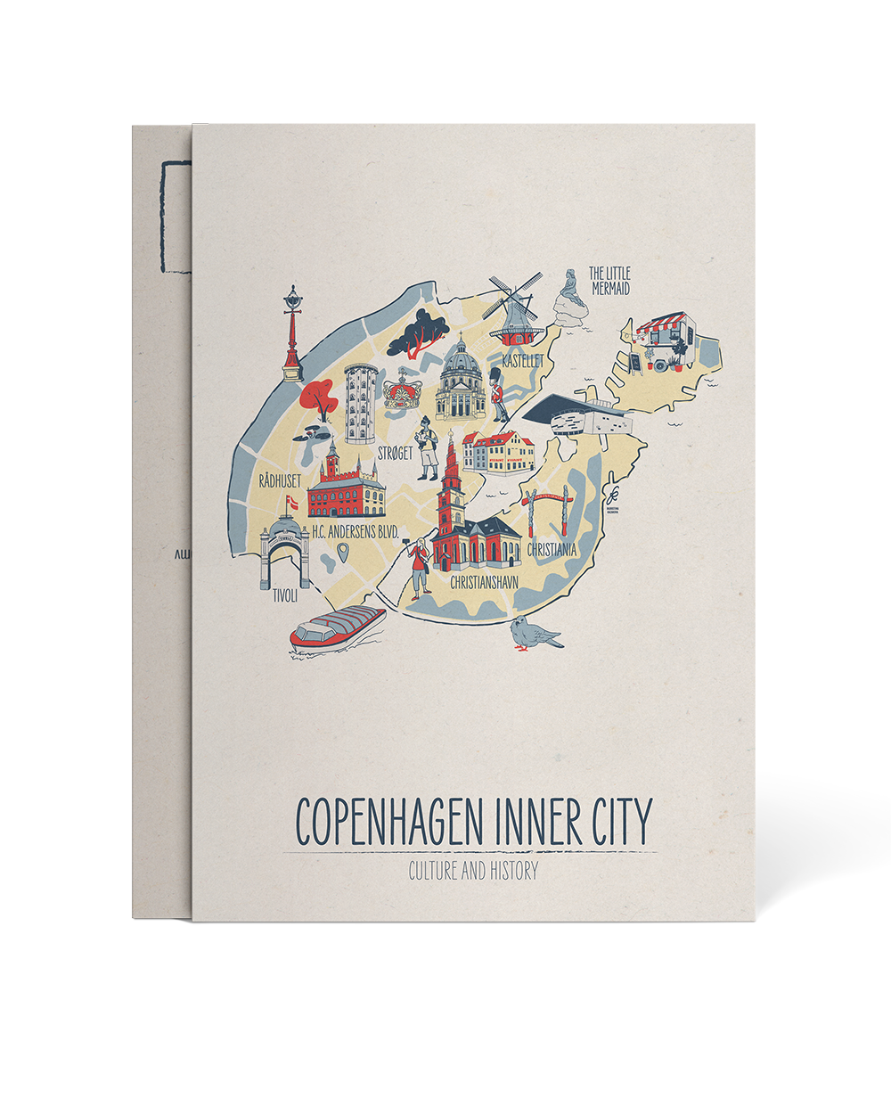 Map of Copenhagen Inner City | Illustrated postcards about life in Denmark