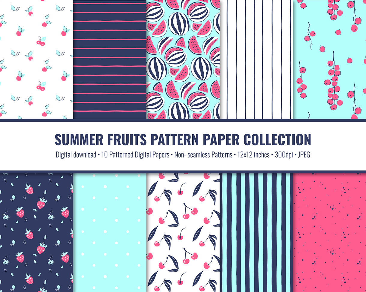 Summer Fruits Digital Pattern Pack | Illustrated postcards about life ...