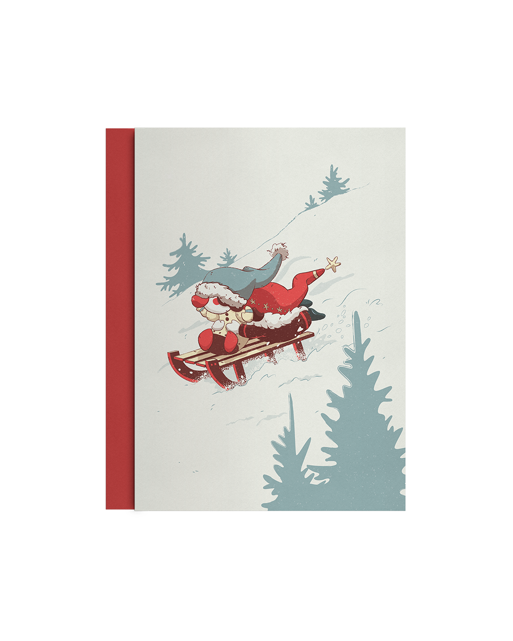 Nisse sleighing | Scandinavian Christmas card | Illustrated postcards ...